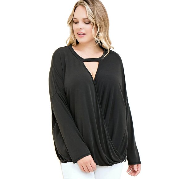entro | Tops | Entro Keyhole Wrap Top Black | Poshmark